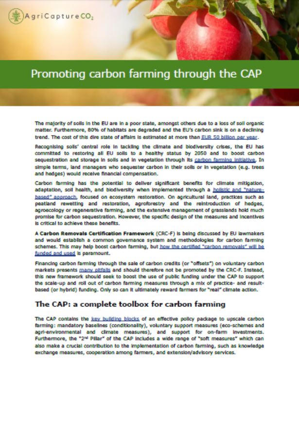 Promoting carbon farming through the CAP
